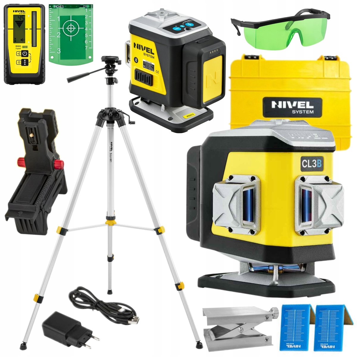 NIVEL SYSTEM CL3B LASER KRZYŻOWY 3x360 ZESTAW STATYW I CZUJNIK RD800 ...