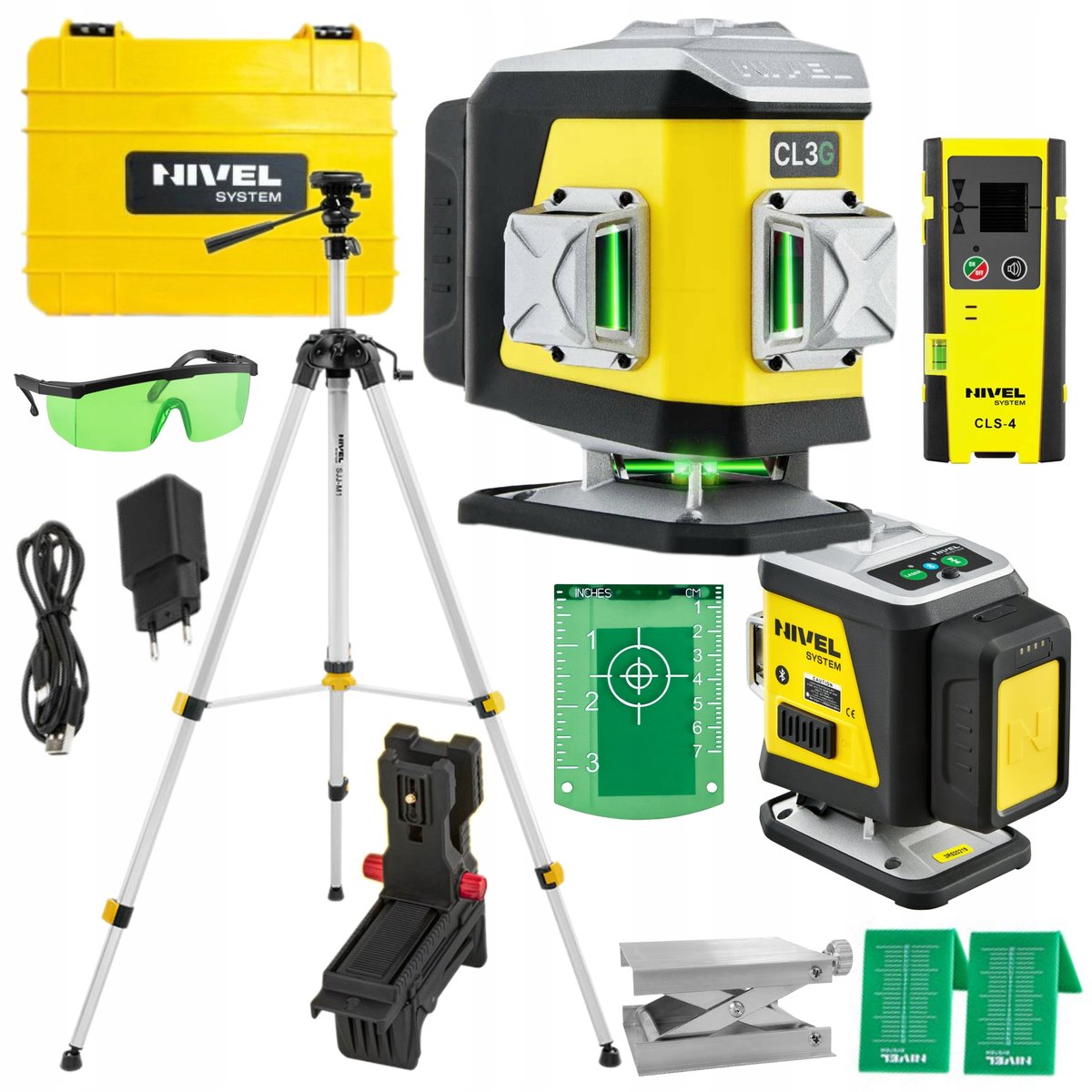 NIVEL SYSTEM LASER KRZYŻOWY 3D ZIELONY CL3G WALIZKA + STATYW SJJM1EX ...
