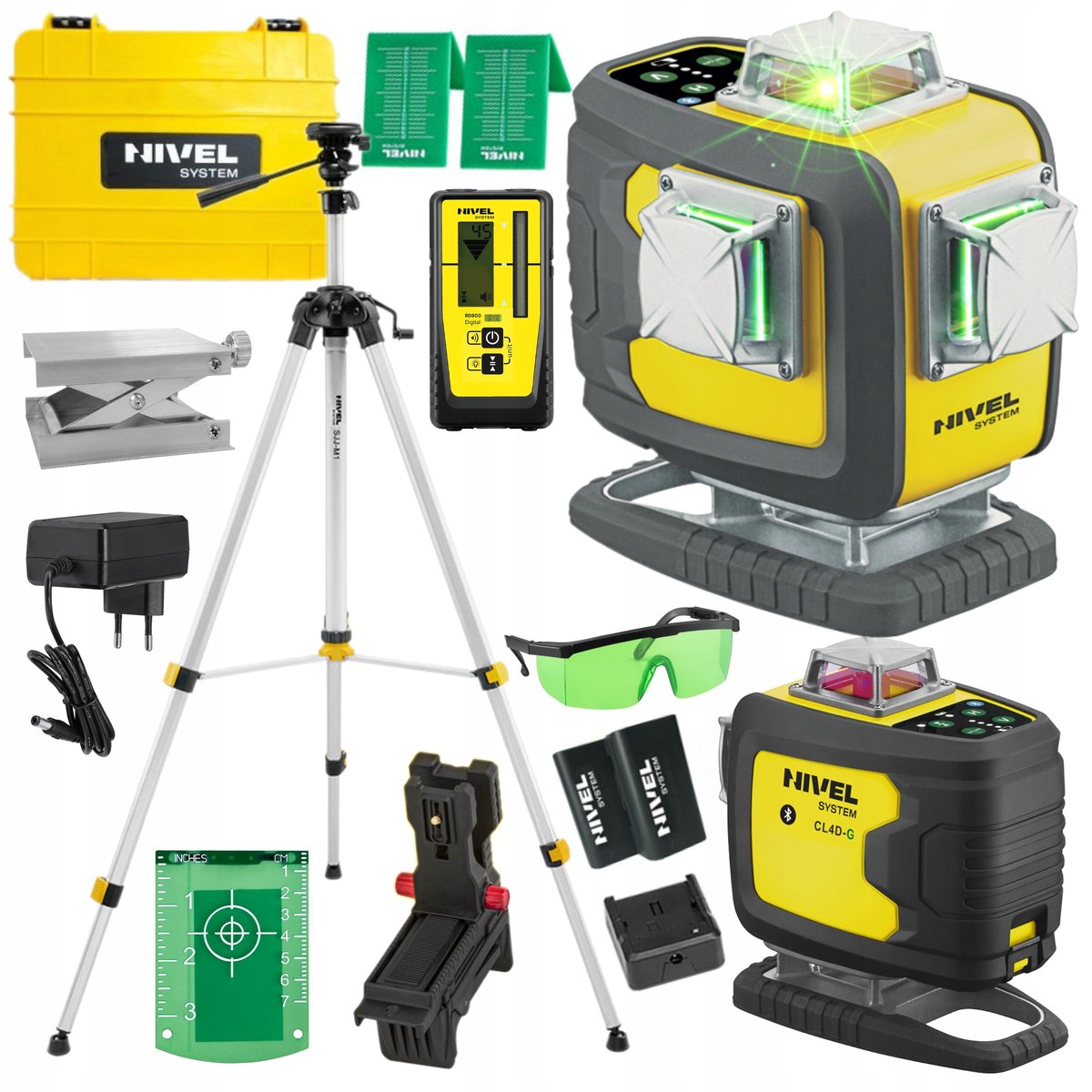 Nivel System Laser Krzyżowy 4D Zielony Cl4D-G Walizka Statyw Sjjm1Ex ...