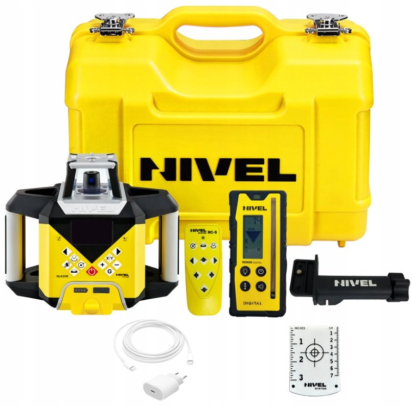 NIVEL SYSTEM NL620R DIGITAL LASER OBROTOWY CZERWONY ZASIĘG 600m + PILOT ...