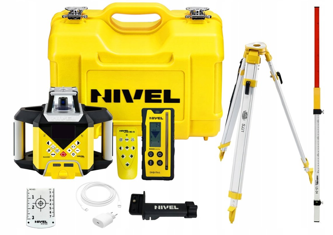 NIVEL SYSTEM NL620R DIGITAL LASER OBROTOWY CZERWONY ZASIĘG 600m STATYW ...