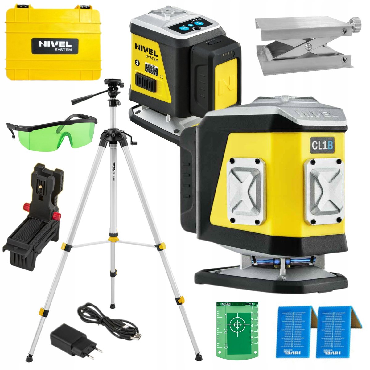 NIVELSYSTEM CL1B LASER KRZYŻOWY NIEBIESKI POZIOMY 30M STATYW - NIVEL ...