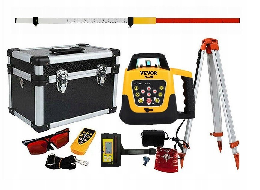 NIWELATOR LASEROWY VEVOR NL300 AUTOMATYCZNY 360 ODBIORNIK CYFROWY w MM ...