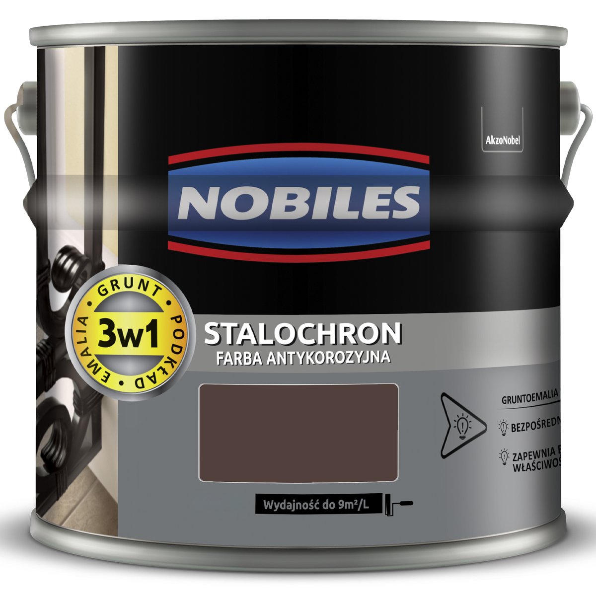 NOBILES STALOCHRON Farba do metalu bezpośrednio rdzę BRĄZOWY RAL 8017 2 ...