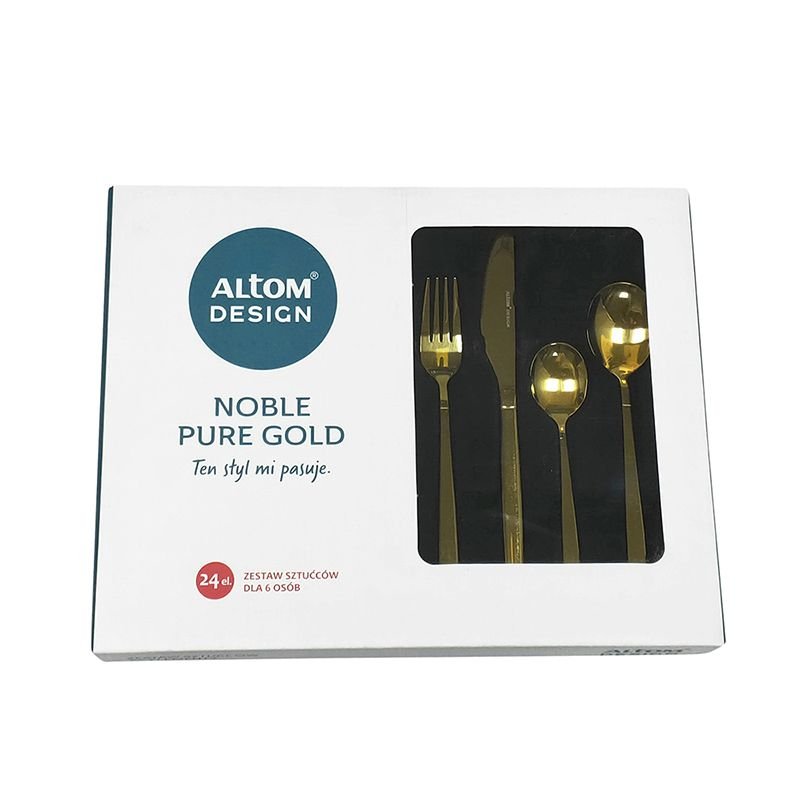 Noble Pure Gold, Sztućce komplet 24 szt. w pudełku, Flok - Altom Design ...