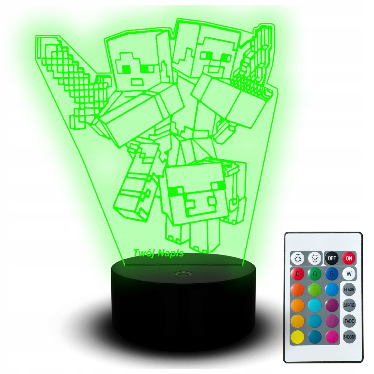 Nocna Lampka Led Gamingowa Figurka Minecraft Steve Imię Prezent Dla ...