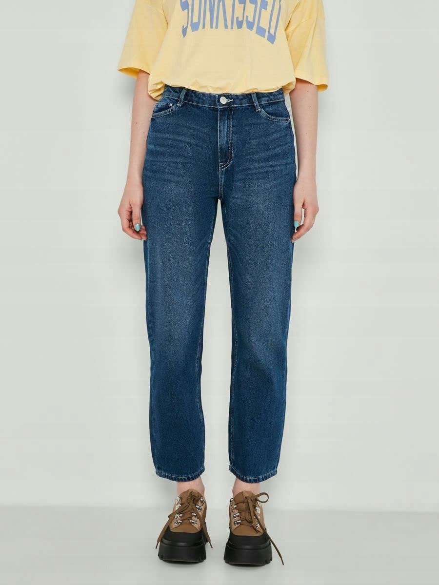 NOISY MAY GRANATOWE JEANSY MOM JEANS Z WYSOKIM STANEM 27/30 7BA - Noisy ...