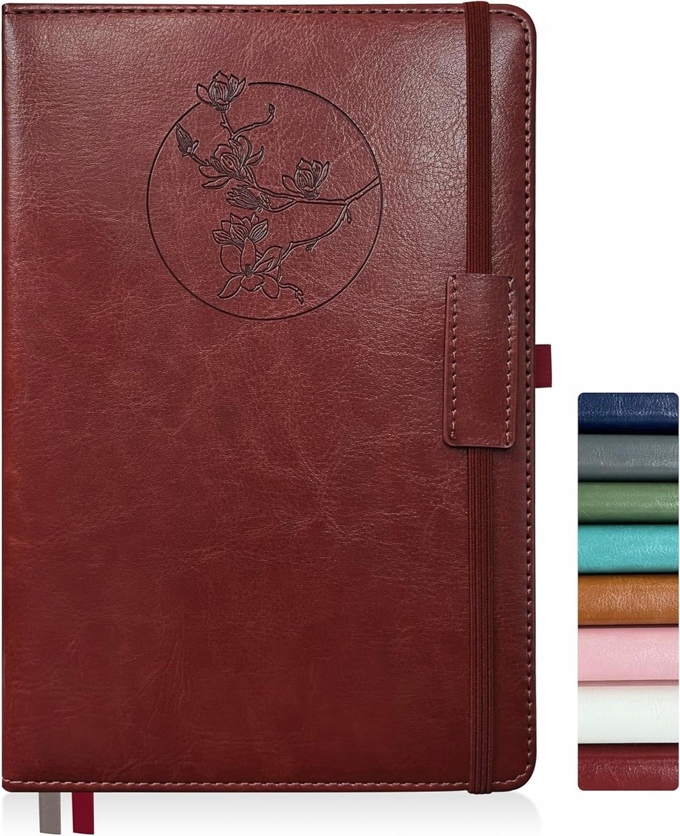 Notatnik A5 256 Stron 100 G/M² Skórzany W Linie Twarda Okładka Bordowy - inna (Inny) | Sklep ...