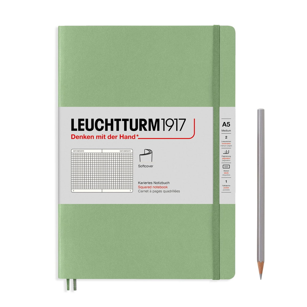 Notatnik Leuchtturm1917 Medium A5, miękka oprawa, kratka, sage - Leuchtturm | Sklep EMPIK.COM