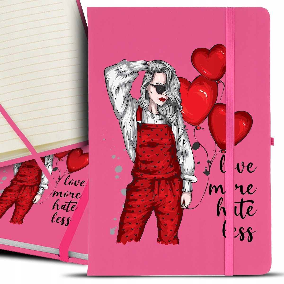 Notes Notatnik Bujo A5 Róż LOVE MORE HATE LESS Wz - Inna marka | Sklep ...