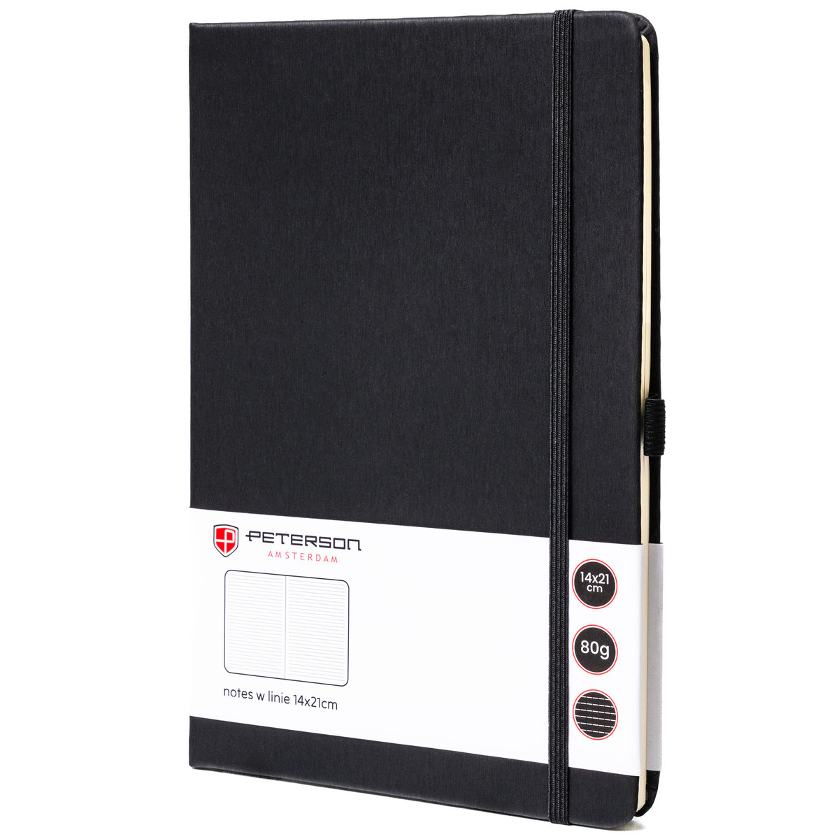 Notes organizer notatnik planer z gumką A5 w linie elegancki Peterson ...