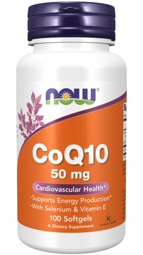Now Foods, CoQ10 50 mg - Koenzym Q10 50 mg z Witaminą E + Selen, Suplement diety, 100 kaps ...