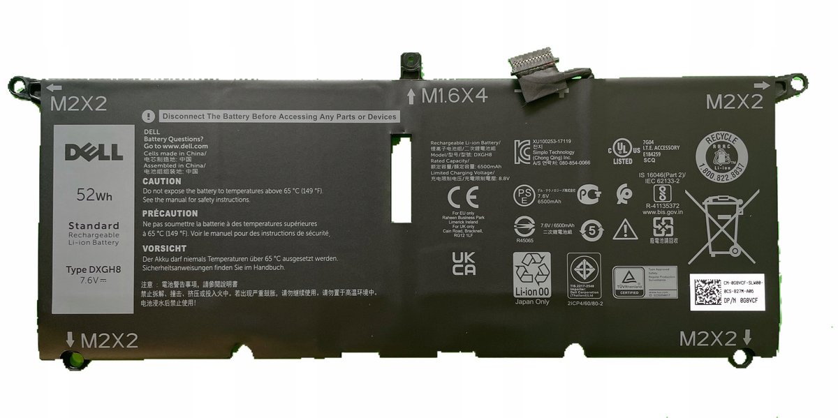 NOWA ORYGINALNA BATERIA DELL G8VCF 52WH 7.6V 4C TYPE DXGH8 H754V 2025 ...