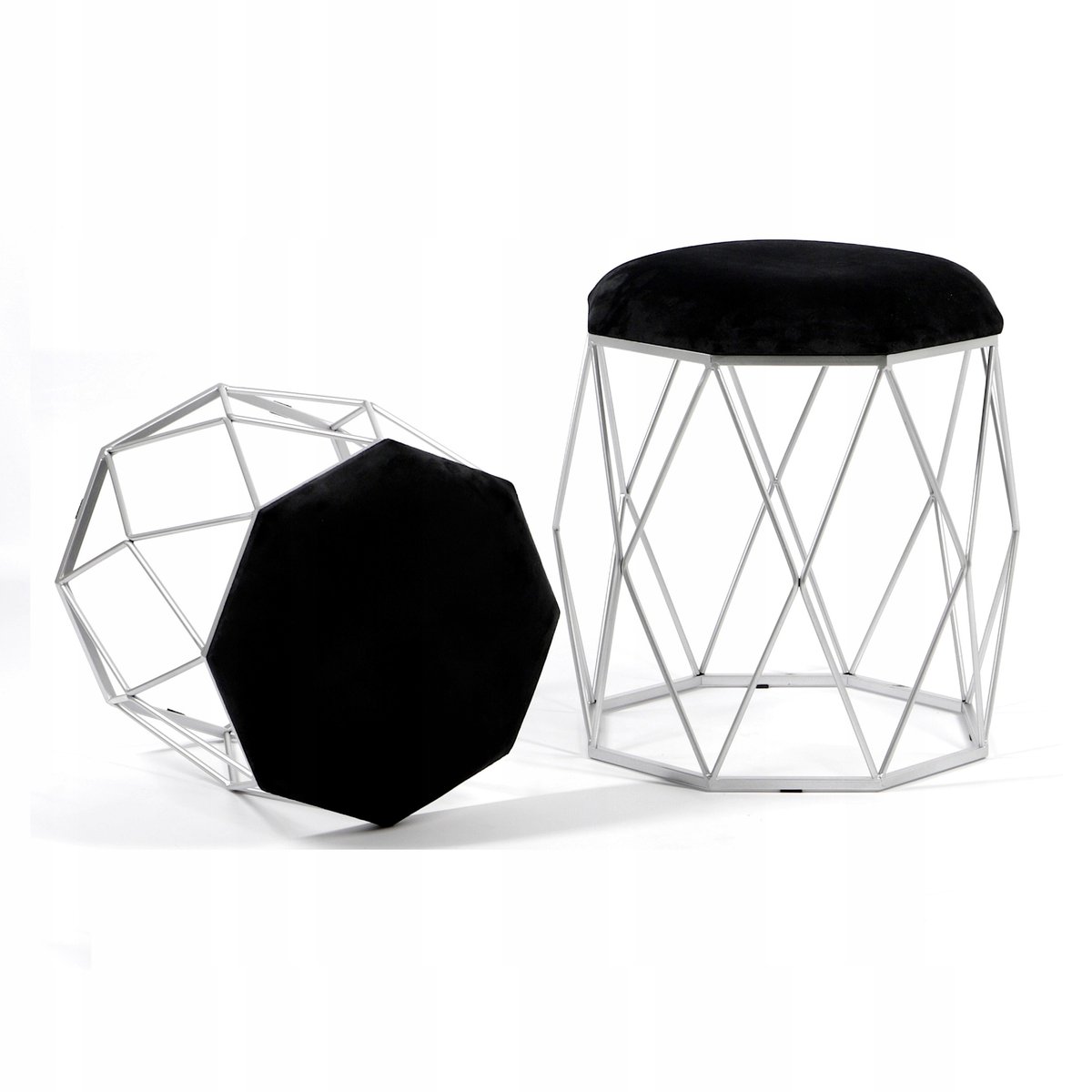 Nowoczesna czarna pufa zydel siedzisko Venus 2 szt - Messa Home | Sklep ...