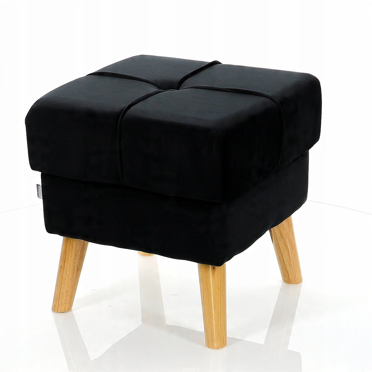 Nowoczesna czarna pufa zydel stołek z pojemnikiem - Messa Home | Sklep ...