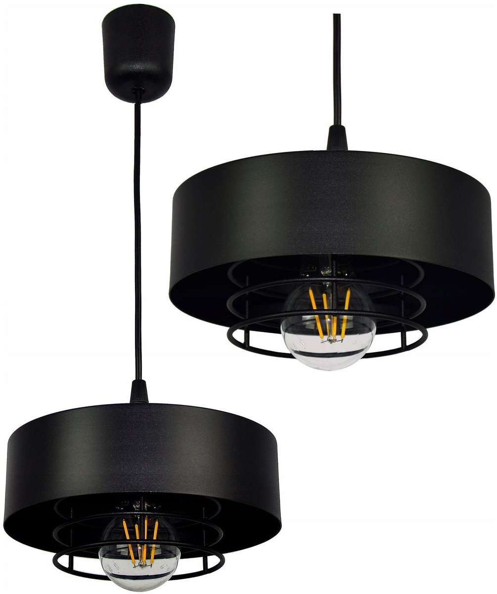 NOWOCZESNA LAMPA WISZĄCA CZARNA ZWIS PLAFON SUFITOWA LED LOFT EDISON E27 - MODERNO | Sklep EMPIK.COM