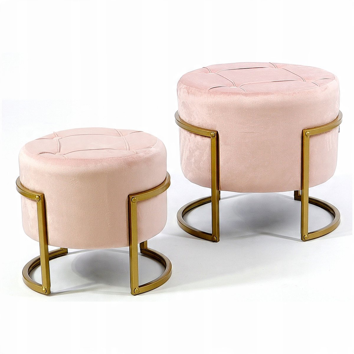 Nowoczesna okrągła różowa pufa zydel 2szt 36/44 - Messa Home | Sklep ...