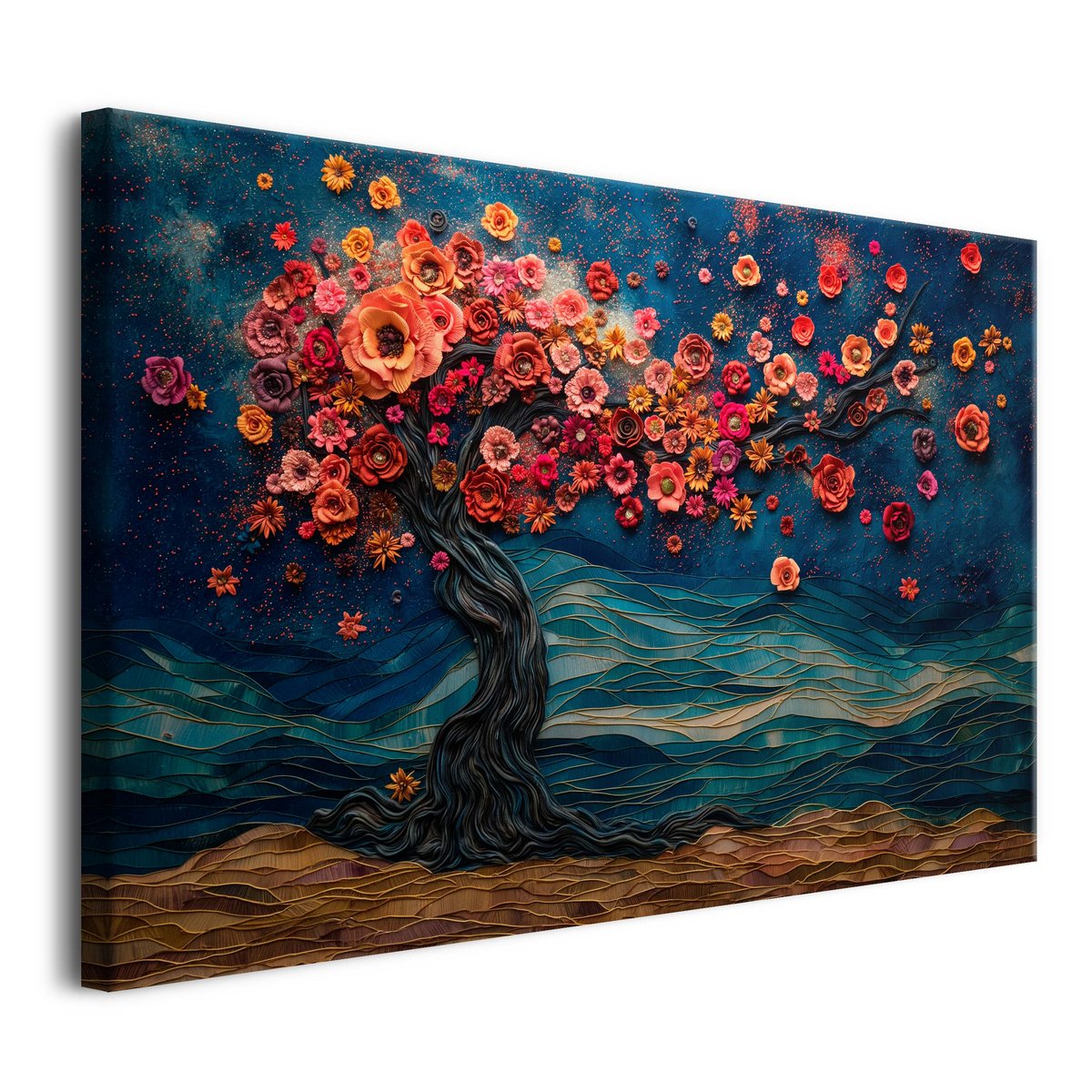 Nowoczesne obrazy na płótnie abstrakcja drzewo różowe kwiaty 3D ...