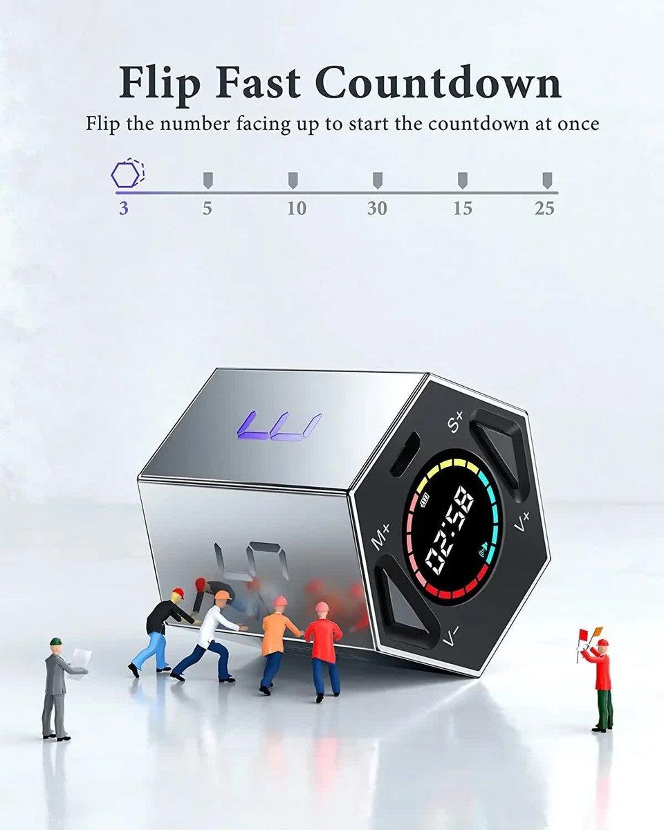 Nowoczesny cyfrowy minutnik kuchenny LCD, wizualny minutnik dla nauczycieli, minutnik Flip Cube ...