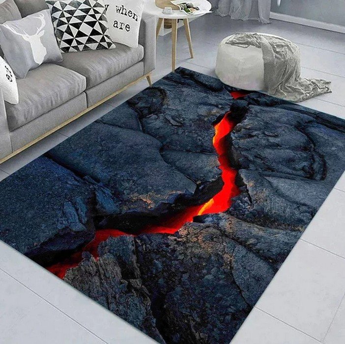 NOWOCZESNY DYWAN 3D z Efektem Lawy | "Potężna Siła Natury" 160X230 ...