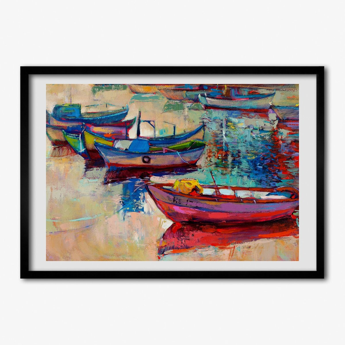Nowoczesny Obraz z ramką TULUP Kolorowe łódki 70x50 cm - Tulup | Sklep ...