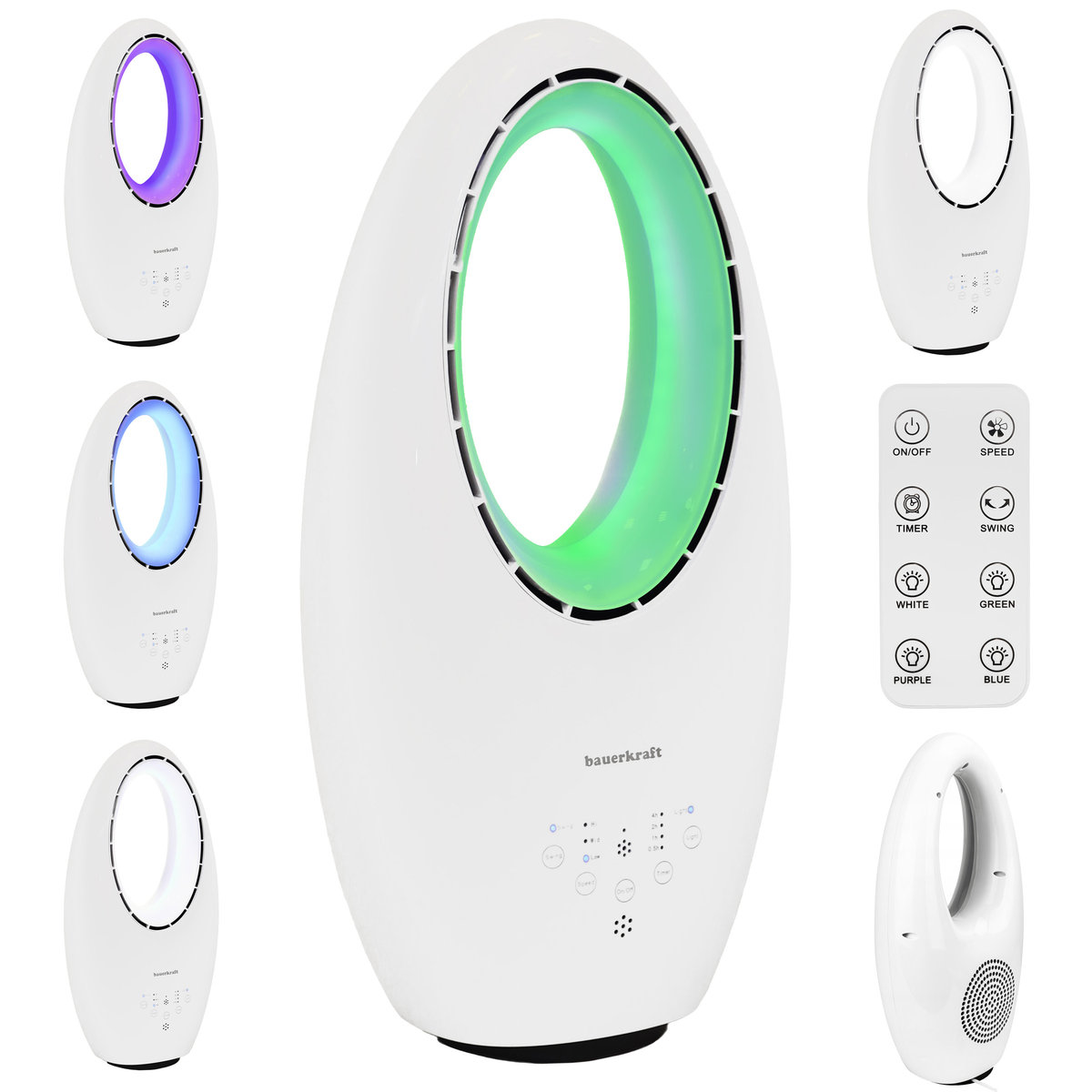 Nowoczesny wentylator stojący bezłopatkowy podłogowy pilot timer LED ...