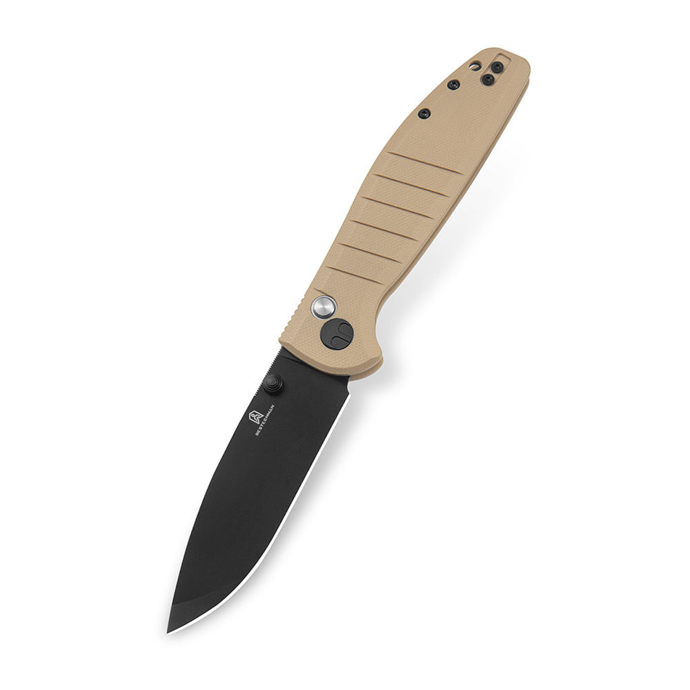 Nóż składany Bestechman Goodboy Button Lock Black DLC D2 Khaki G10 by ...