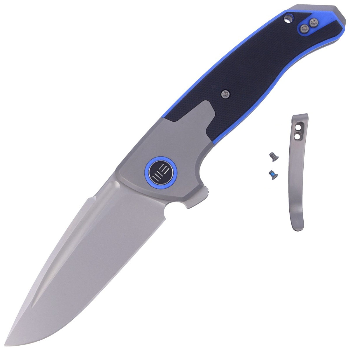 Nóż WE Knife Press Check Ti / G10, Silver Bead Blasted by Allen ...