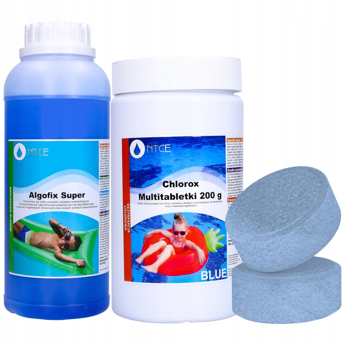 NTCE chlor do basenu 1kg 200g tabletki do basenu antyglon super 1l ...