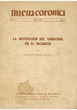 Nueua coronica Vol I / 1966 La institutio del yanacona en el incanato ...