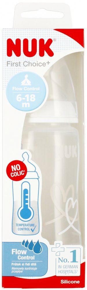NUK Butelka z wskaźnikiem temp. 300 ml 6-18m First Choice biała - Nuk | Sklep EMPIK.COM
