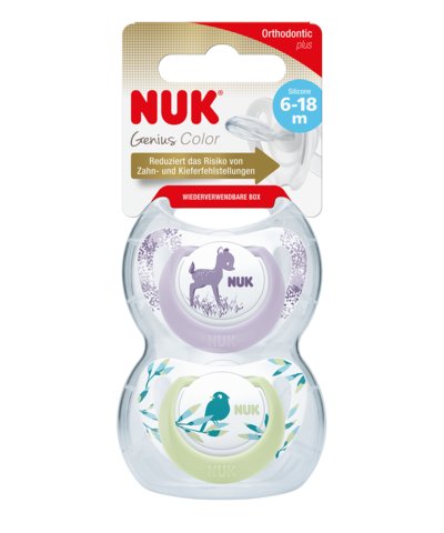 Nuk, Genius Color, Smoczek uspokajający, silikonowy, 6-18 m, 2 szt. - Nuk | Sklep EMPIK.COM