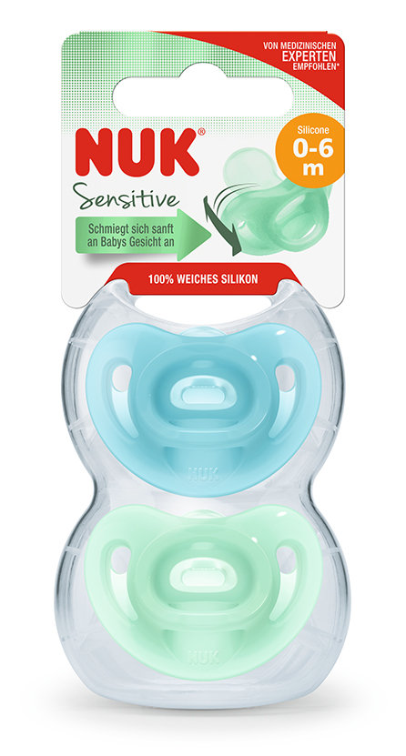 Nuk, Sensitive, Smoczek uspokajający, silikonowy, Boy, 0-6 m, 2 szt. - Nuk | Sklep EMPIK.COM