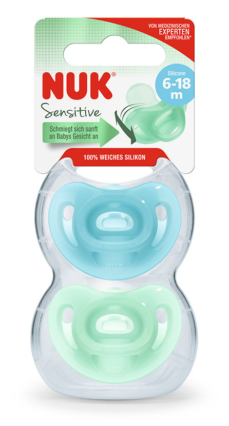 Nuk, Sensitive, Smoczek uspokajający, silikonowy, Boy., 6-18 m, 2 szt. - Nuk | Sklep EMPIK.COM