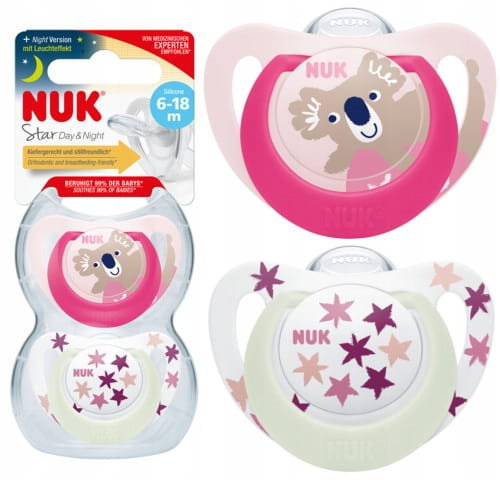 Nuk Silikonowy Smoczek Star Day & Night 736747 6-18M Różowy - Nuk | Sklep EMPIK.COM
