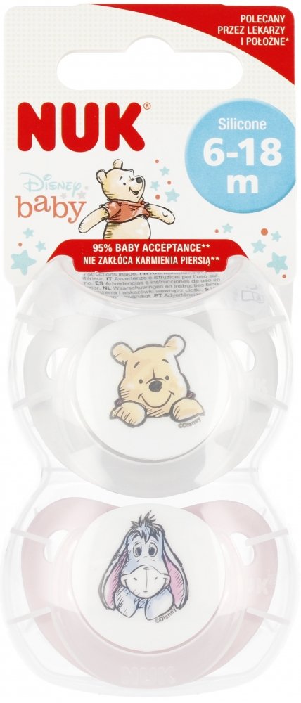 NUK Smoczek uspokajający silikon 6-18m Disney Kubuś Puchatek różowy 2 szt. - Nuk | Sklep EMPIK.COM