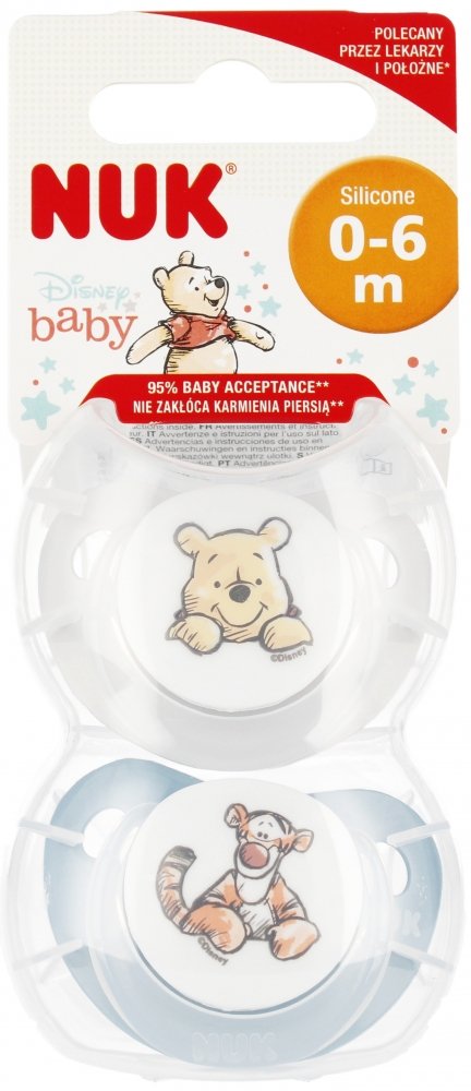 NUK Smoczek uspokajający silikonowy 0-6m Disney Kubuś Puchatek 2 szt. - Nuk | Sklep EMPIK.COM