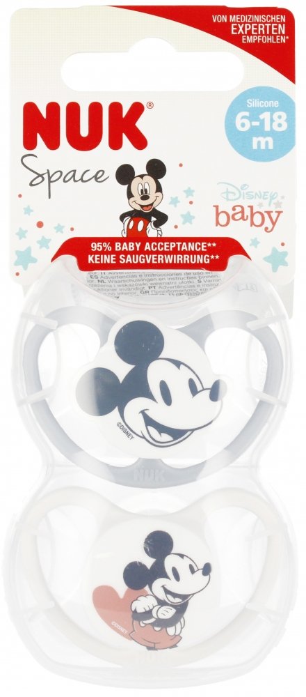 NUK Smoczek uspokajający silikonowy 6-18m Space Disney Miki op.2 szt. - Nuk | Sklep EMPIK.COM