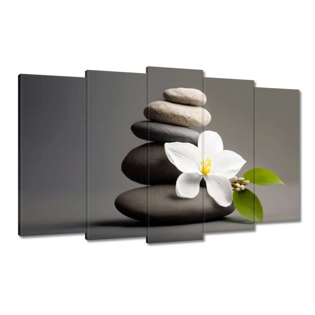Obraz 100x60cm Biały kwiatek i kamienie SPA - ZeSmakiem | Sklep EMPIK.COM
