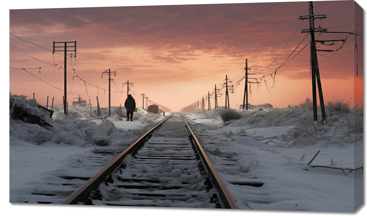 Obraz 100x60cm Podróżnik Zimowego Zmierzchu - Inna marka | Sklep EMPIK.COM