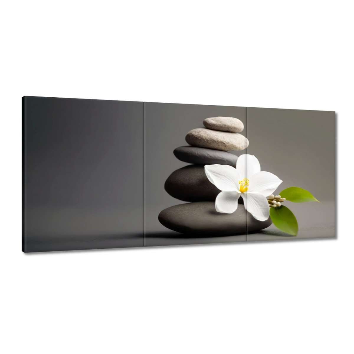 Obraz 210x100cm Biały kwiatek i kamienie SPA - ZeSmakiem | Sklep EMPIK.COM