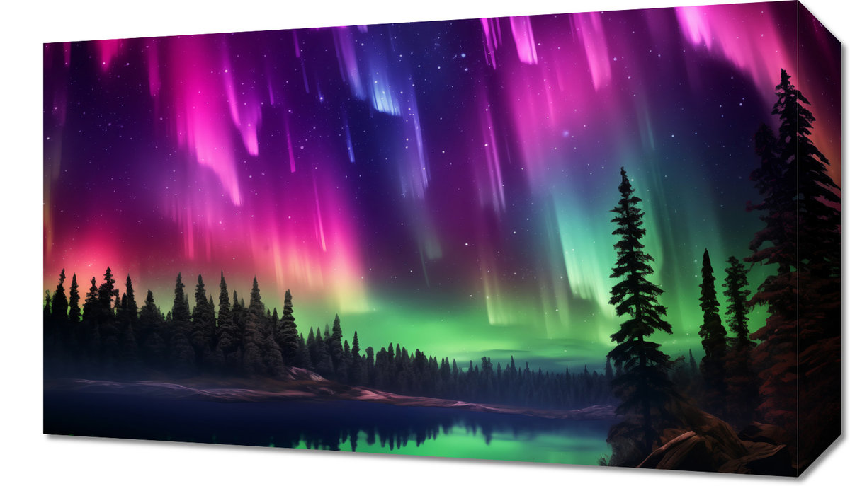 Obraz 50x30cm Zorza Nad Lasem - Zakito Posters | Sklep EMPIK.COM