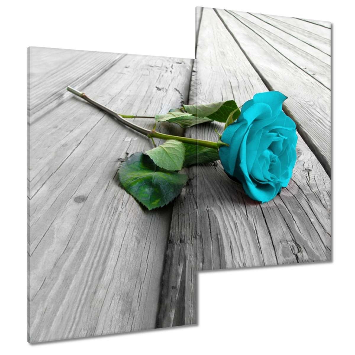 Obraz 60x60cm Niebieska róża na deskach - ZeSmakiem | Sklep EMPIK.COM