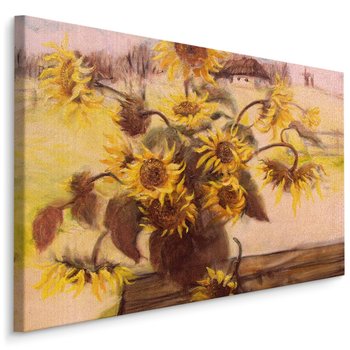 Obraz Canvas Do Salonu KWIATY Słoneczniki Styl Vintage Malunek 40cm x ...