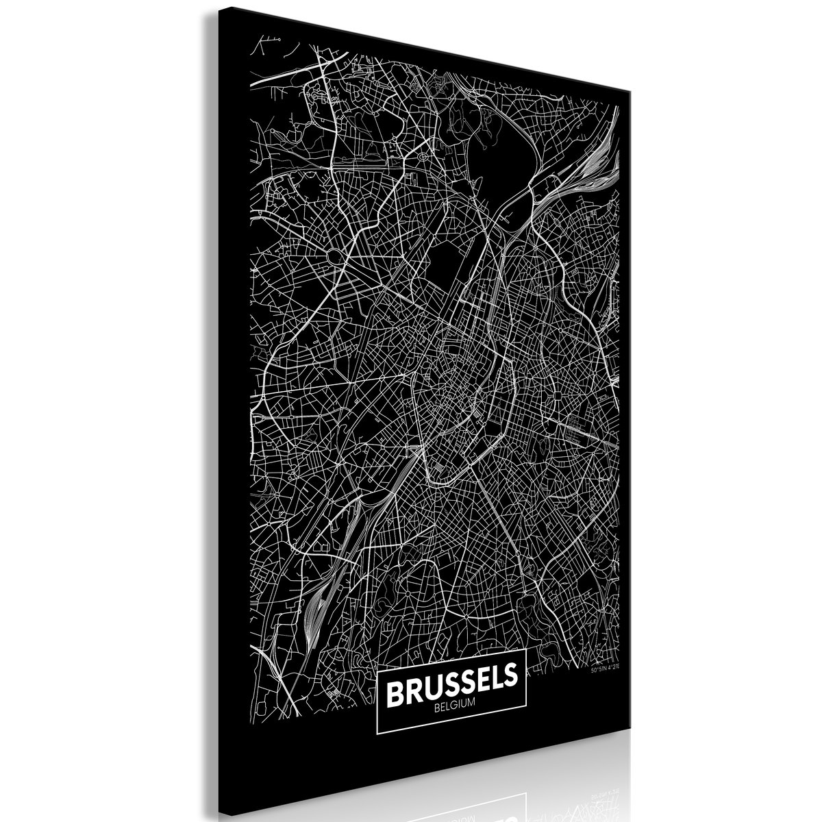 Obraz - Ciemna mapa Brukseli (1-częściowy) pionowy 80x120 Premium Print ...