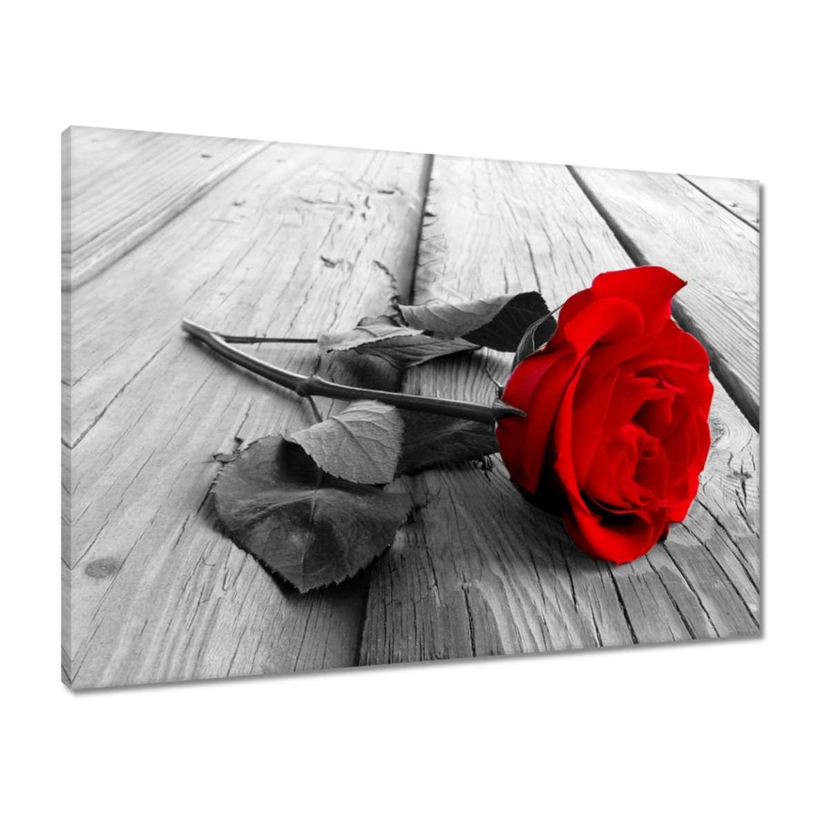 Obraz Czerwona róża na deskach, 70x50cm - ZeSmakiem | Sklep EMPIK.COM