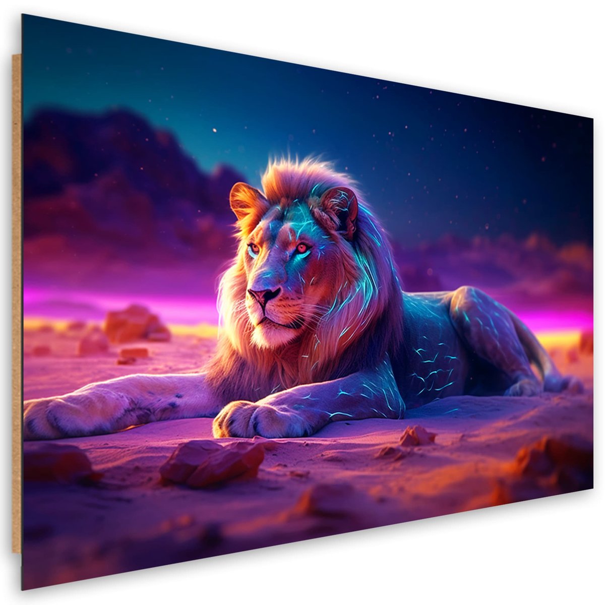Obraz deco panel, Lew Natura Zwierzę Neon (Rozmiar 120x80) - Inna marka ...
