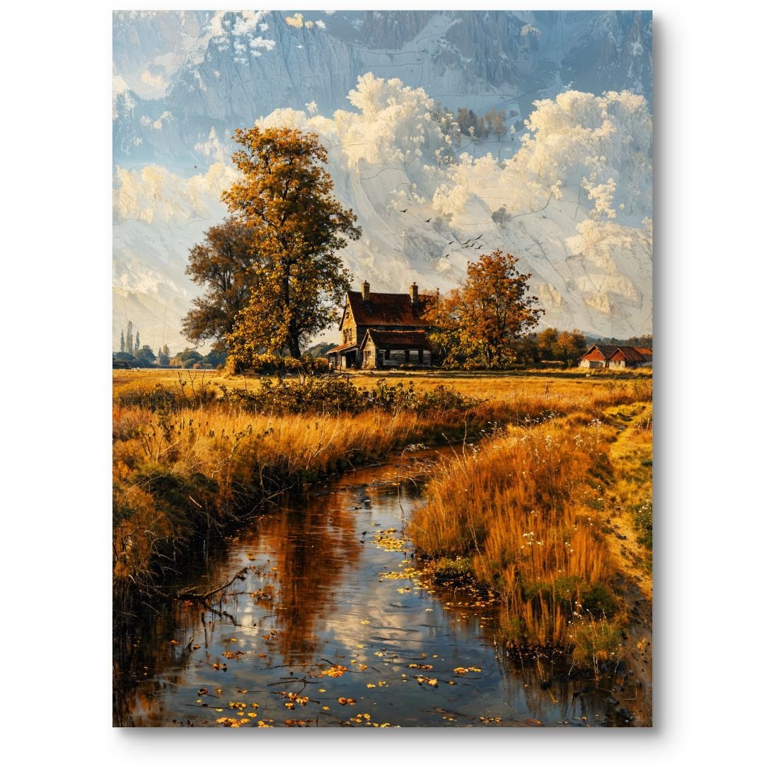 Obraz do salonu krajobrazy wiejskie jesienny dzień brązowo-żółty 70x100 ...