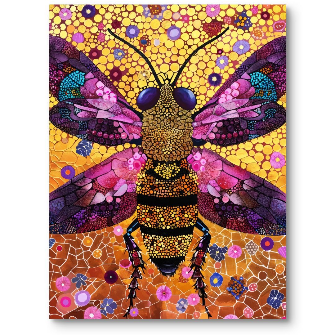 Obraz do salonu natura owady pszczoła pop art żółto-fioletowy 40x50 cm ...