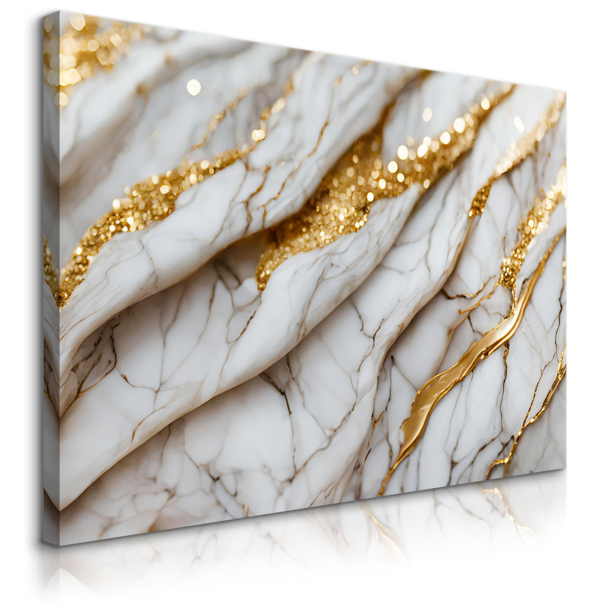 Obraz Do Sypialni Biały Nowoczesny Marmur Elementy Złota 100cm X 70cm ...